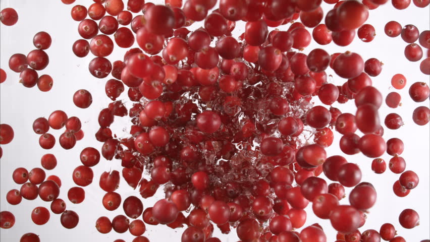 Cranberries Splashing Into Water Slow Motion Stock Footage Video