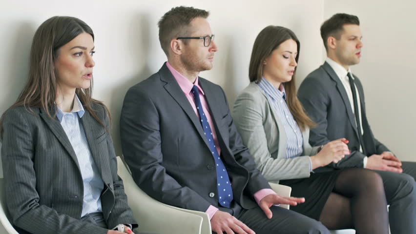 Nervous Businesspeople Waiting For Interview Stock Footage Video ...