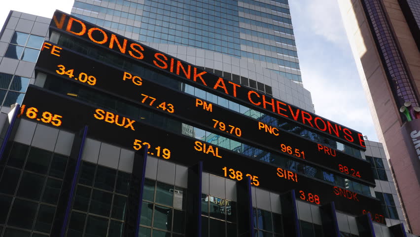 NEW YORK CITY - JUNE 2015: Stock Market Ticker Digital Display ...