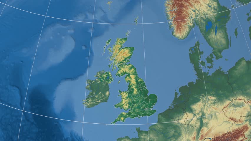 Gloucestershire (England) Extruded On The Elevation Map Of The United ...