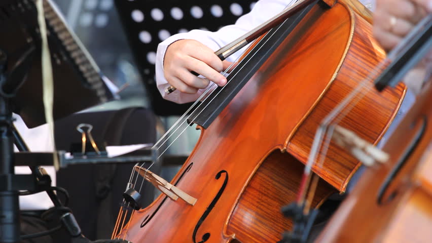 Several Cellist Playing On Cello In The Orchestra (rehearsal). Stock ...