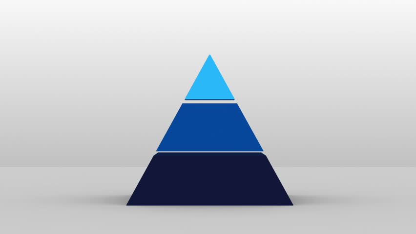 Black Pyramid Divided Into Three Parts Rotated On White Background ...