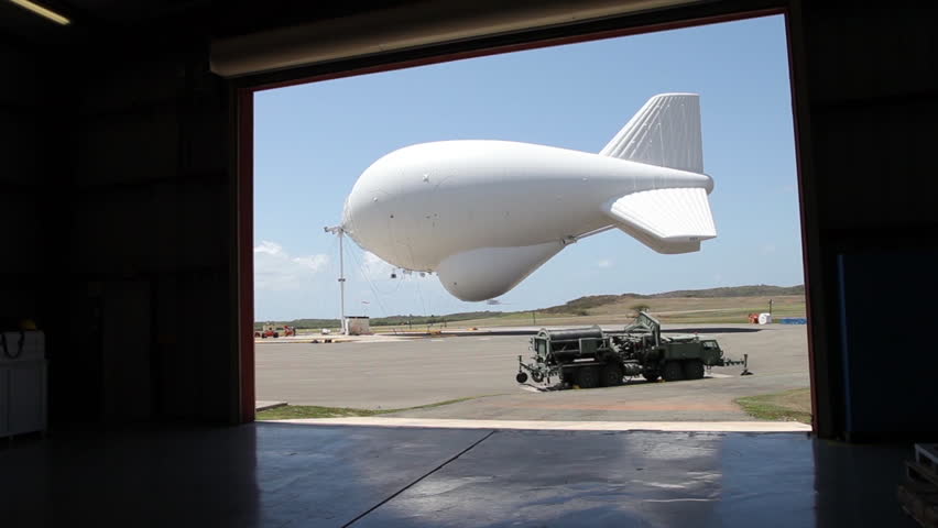 CIRCA 2010s - An Aerostat Blimp Or Balloon Is Used By U.S. Customs And ...