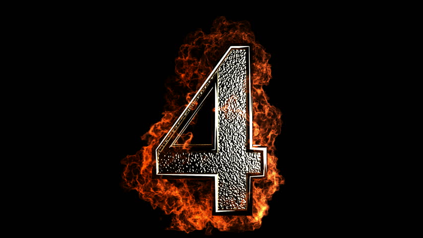 Burning Numbers 4,fire On Black Background. Stock Footage Video 4339175 ...