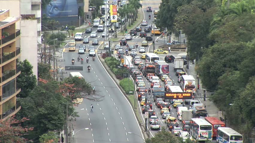 Aerial View Of Rush Hour Traffic In Rio De Janeiro, Brazil Stock ...