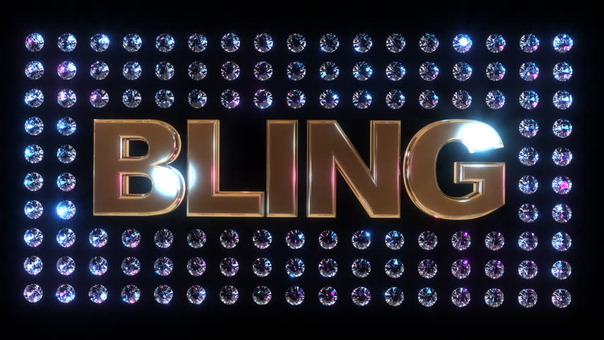 The Word 'BLING' Made Of Gold And Surrounded By Diamonds. Stock Footage ...