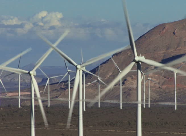 PAL - Wind Turbines Turn In The Tehachapi Pass Wind Farm, California ...