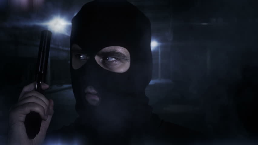 Masked Guard Man With Gun In Scary Alley 2 Stock Footage Video 3364913 ...