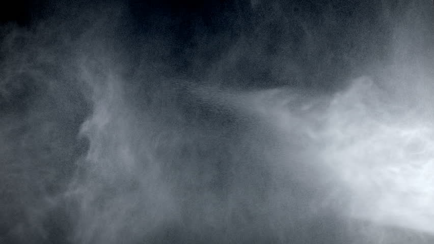 Water Fog Like Drops Spread In The Air Against Blackscreen. Stock ...