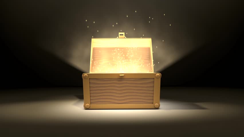 Three Spinning Gift Boxes Opening Gift And Magic Stars And Light Coming ...