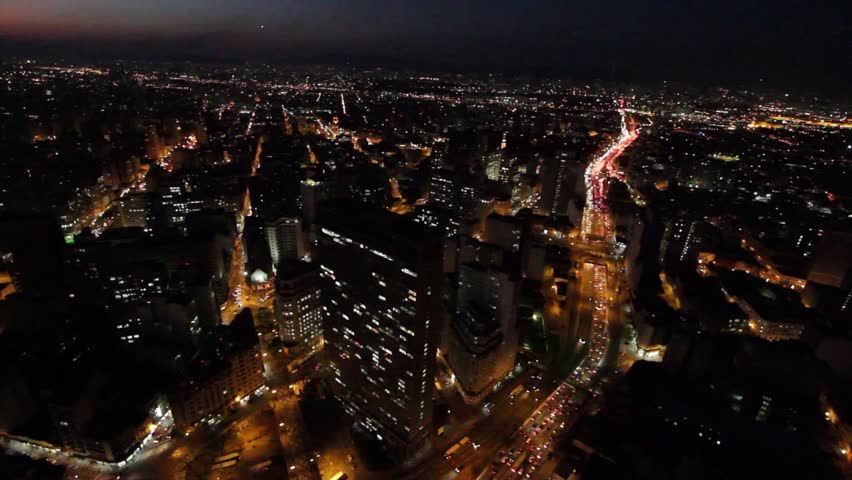 Sao Paulo Brazil City Night Skyline Street Aerial View Dusk Stock ...