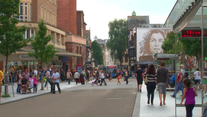 EXETER, UK - SEPTEMBER 2012: Exeter City Centre On A Busy Shopping Day ...