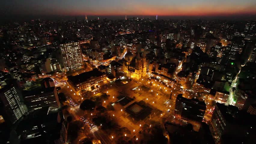 Sao Paulo Brazil City Night Skyline Street Aerial View Dusk Stock ...
