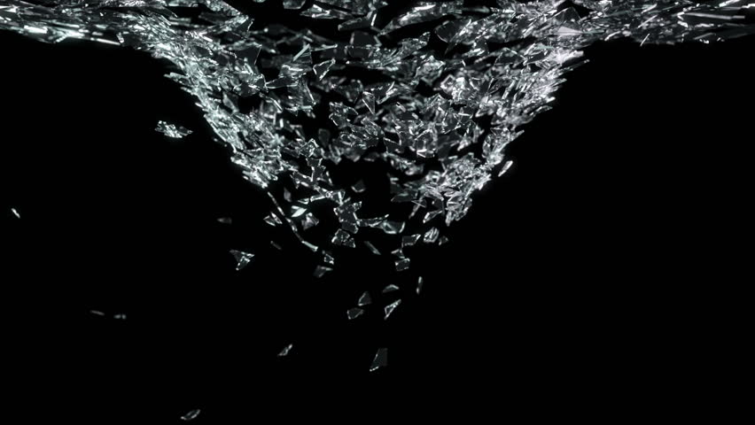 Shattered Glass Falling Down With Slow Motion. Alpha Is Included Stock ...