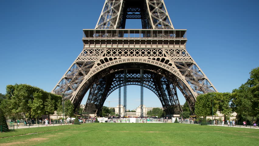 The Eiffel Tower In Paris Shot From Ground Level Stock Footage Video ...