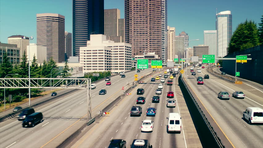 SEATTLE, WASHINGTON - SEPTEMBER 2: The I5 Freeway Full Of Traffic ...