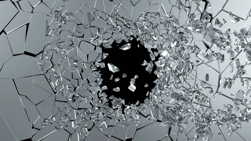 Slow Motion Animation Of Broken Glass Isolated On Black Background With ...