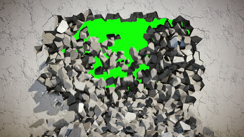 Animation Of Broken Brick Wall With Green Screen Stock Footage Video ...