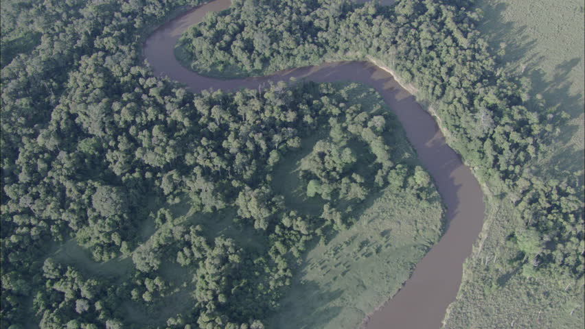 Savanna River Migration Africa. A Scenic View Travels Over A Savanna In ...