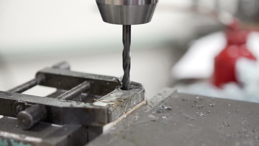 Close Up Of Drill Bit Drilling Metal In Slow Motion. Stock Footage ...