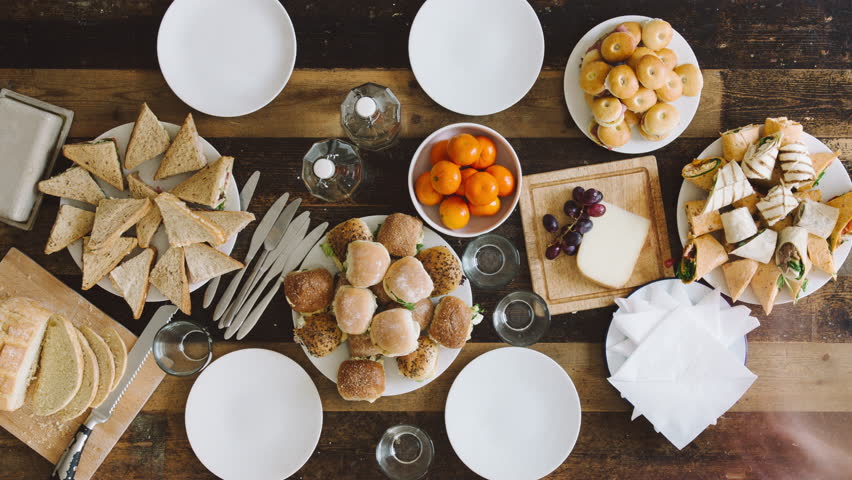 Timelapse Of Mixed Group Of People Eating Lunch Aerial View Organic ...