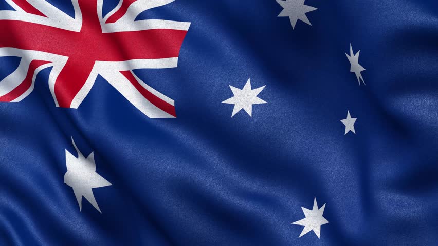 Realistic Ultra-HD flag of Australia waving in the wind. Seamless loop ...