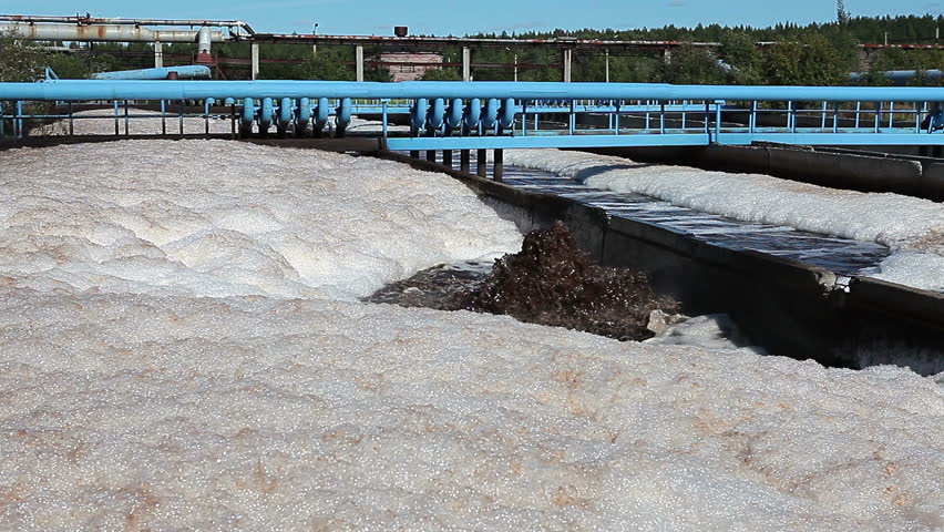 Close Up Of Foam On Swirling Waste Water Surface In Aeration Tank Stock ...