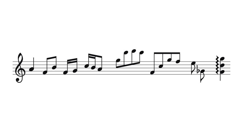 Various Musical Notes Coming Up On The Lines. Alpha Channel Included ...