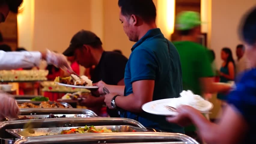 LAGUNA, PHILIPPINES - DECEMBER 1, 2014: Catering Service Serves Food At ...