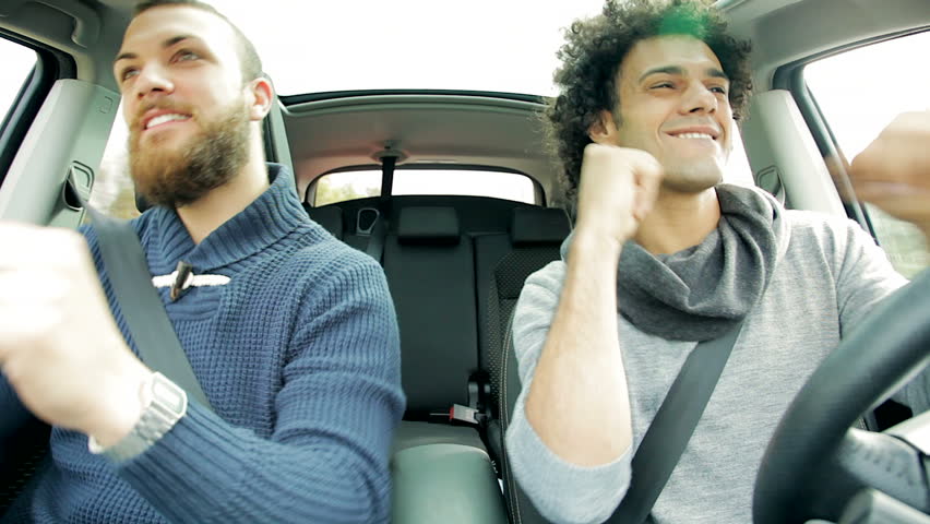 Couple In Love Having Fun In Car While Woman Is Driving Stock Footage ...